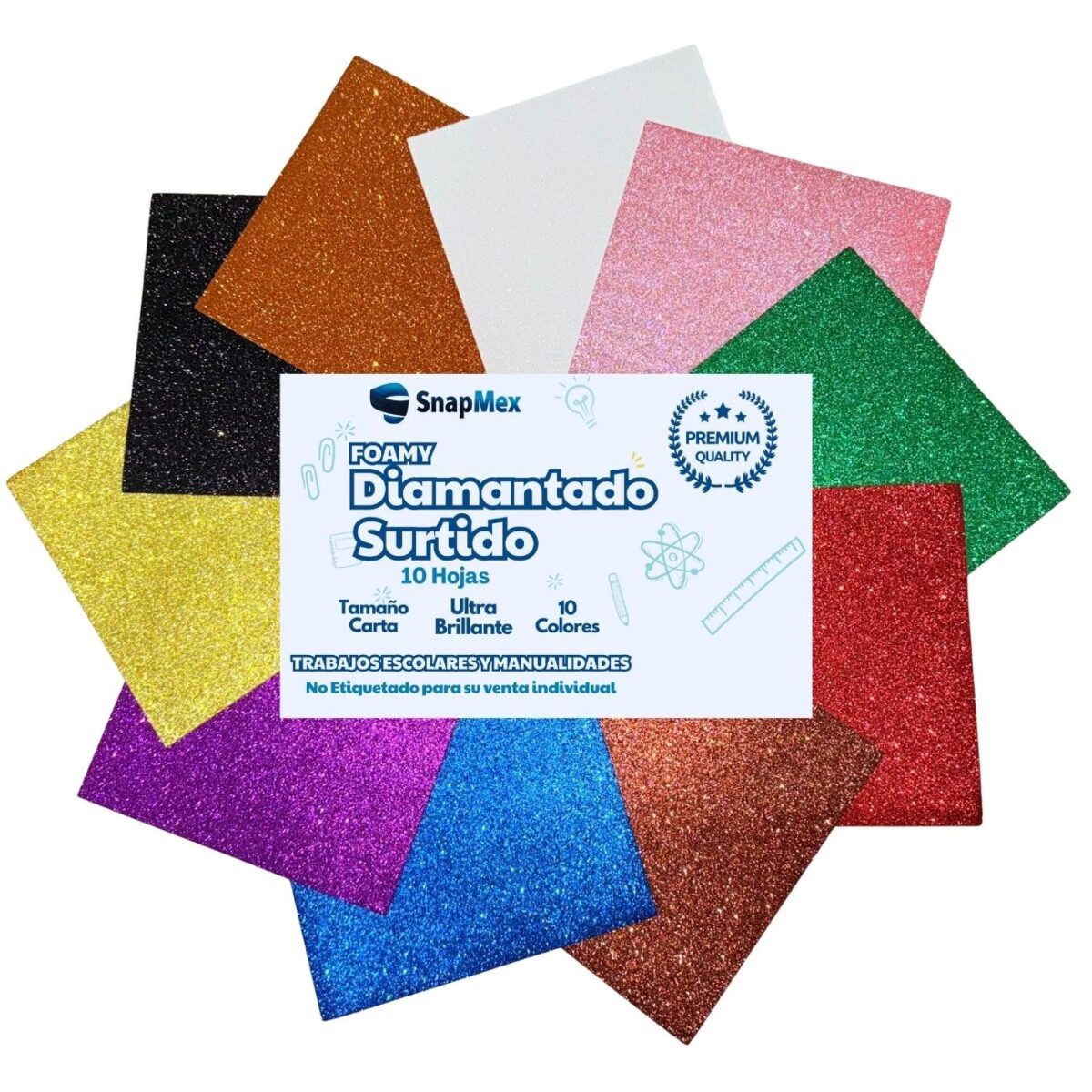 Foamy Diamantado Tamaño Carta Ultra brillante 10 Piezas – Snapmex
